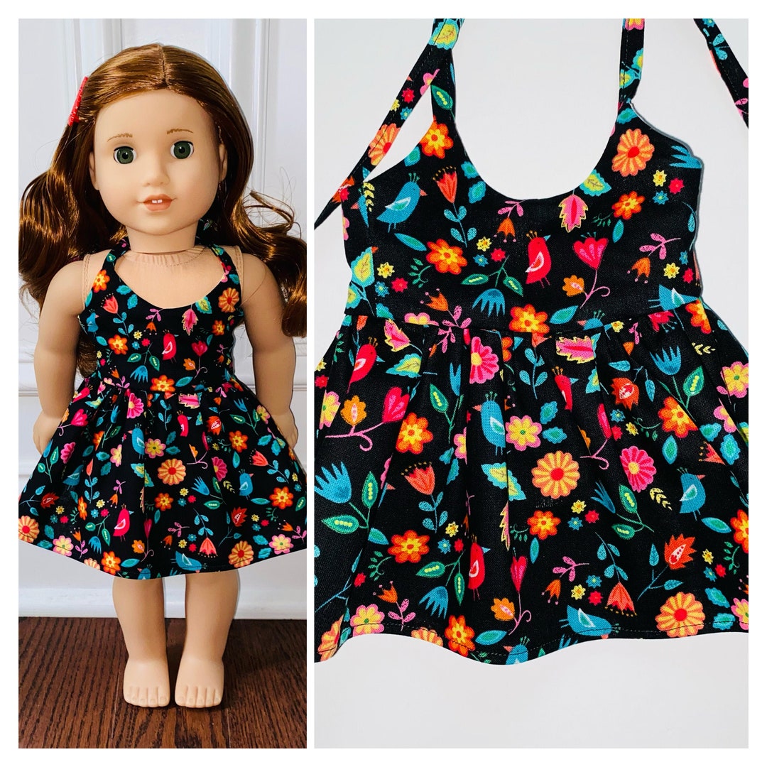 18 Doll Clothes/black Floral Maxi Dress/18 Doll Dress/18 Inch Doll ...