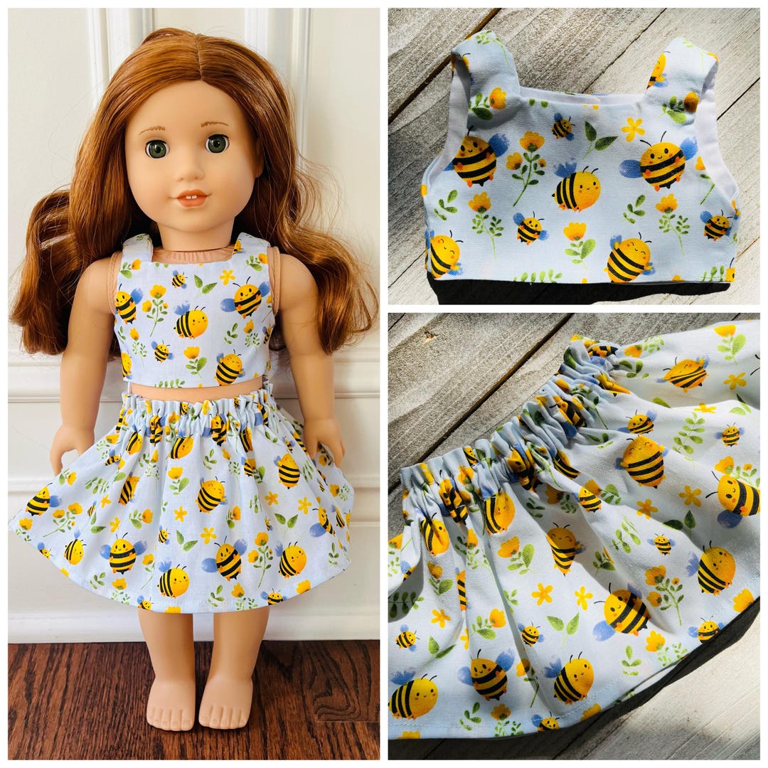 18” Doll Clothes/bees Doll Outfit/2pc Outfit Set/paperbag Skirt & Crop ...
