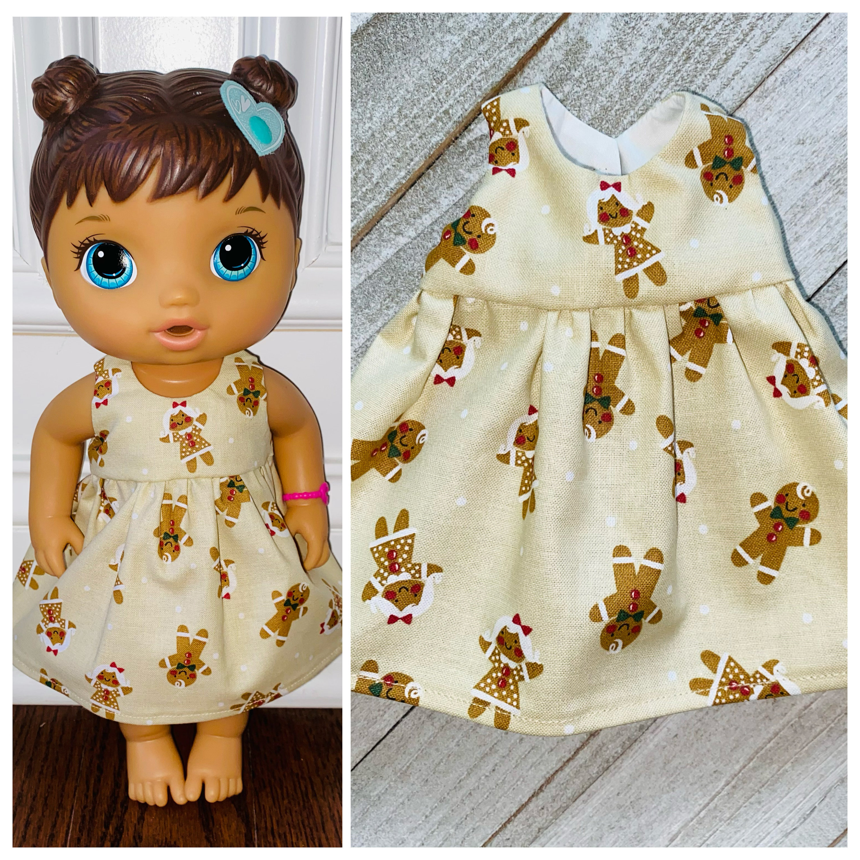 Holiday!/13” Doll Clothes/Gingerbread Dress/Baby Alive/13” Doll Dress ...