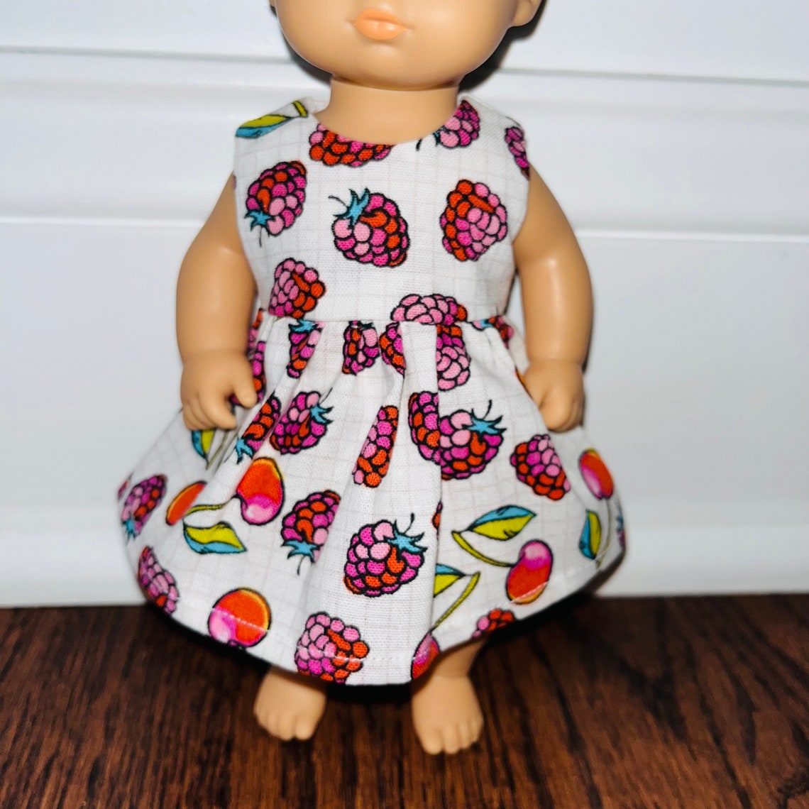 8” Doll Clothes/caring for Baby/raspberry & Cherry Doll Dress/8” Doll ...