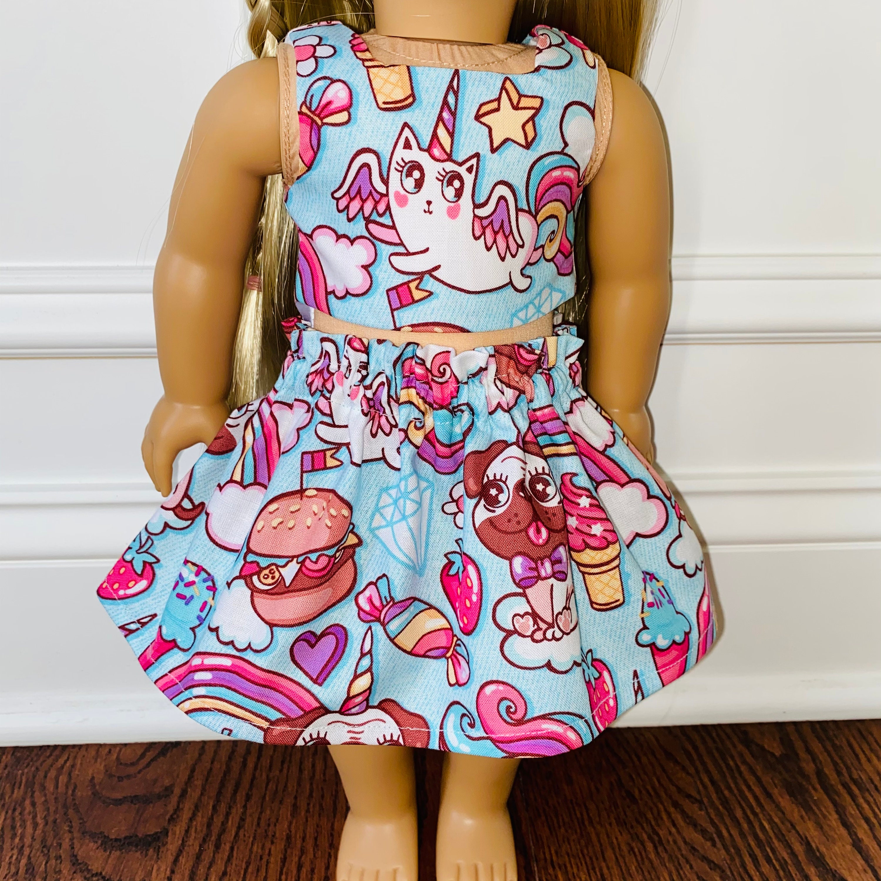18” Doll Clothes/unicorn Summer Fun Outfit/2pc Doll Outfit Set/paperbag ...