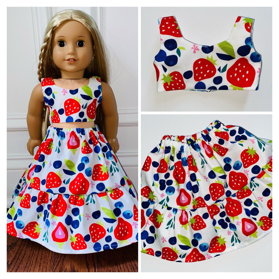18” Doll Clothes/berries Doll Outfit/2pc Outfit Set/ruffled Skirt ...
