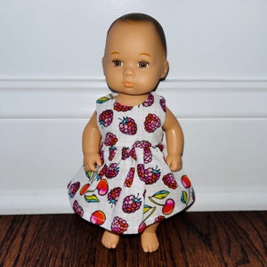 8” Doll Clothes/caring for Baby/raspberry & Cherry Doll Dress/8” Doll ...