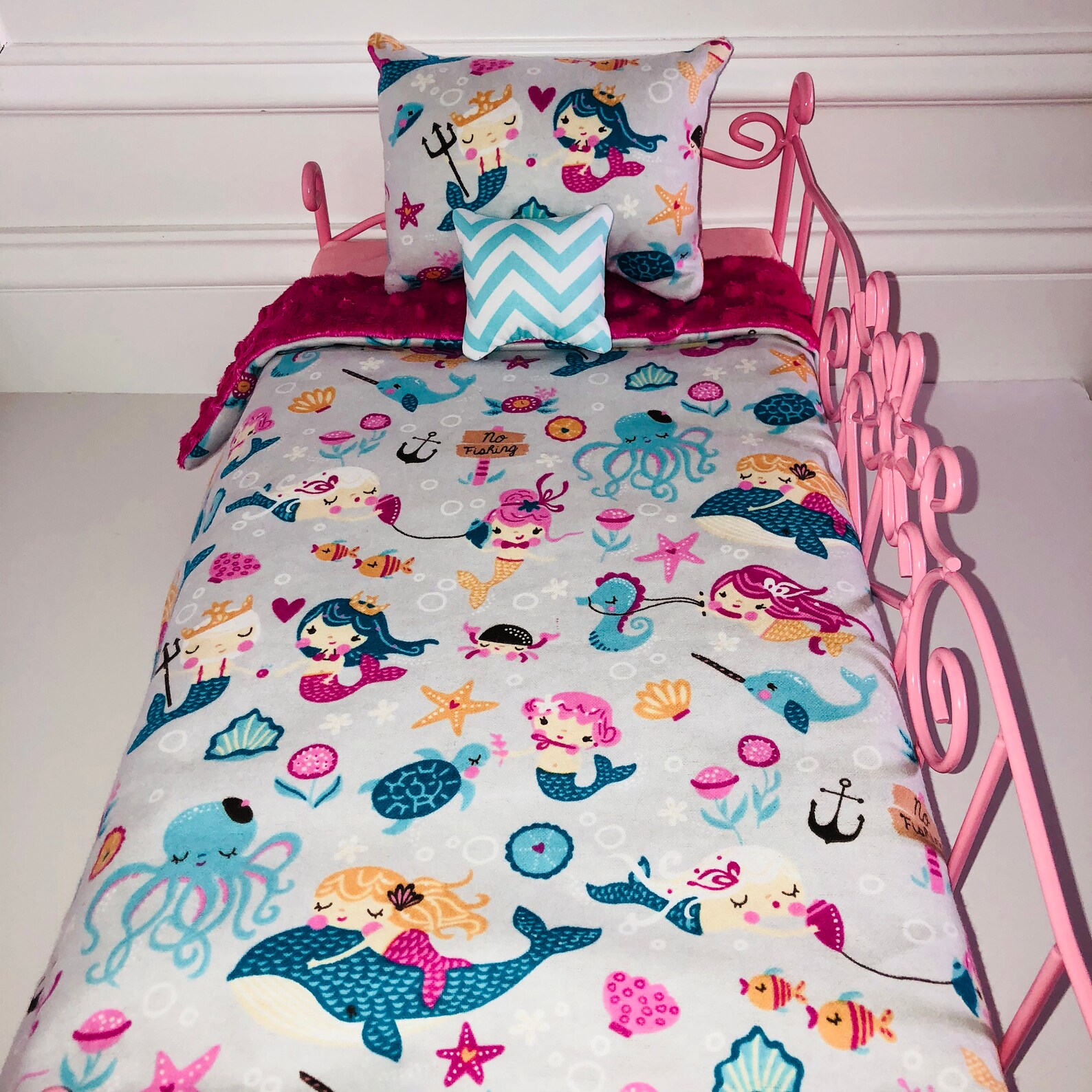 18” Doll Bedding Set/mermaid Adventures Under the Sea/3pc Doll Bedding ...