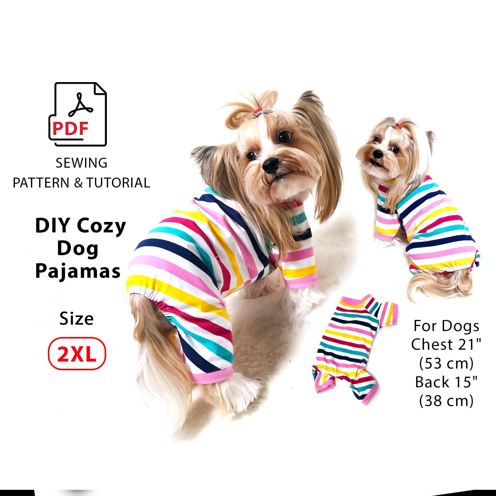 Dog Pajama and Dog Sweater Sewing Patterns: 2 Design 7 Sizes XS-3XL ...