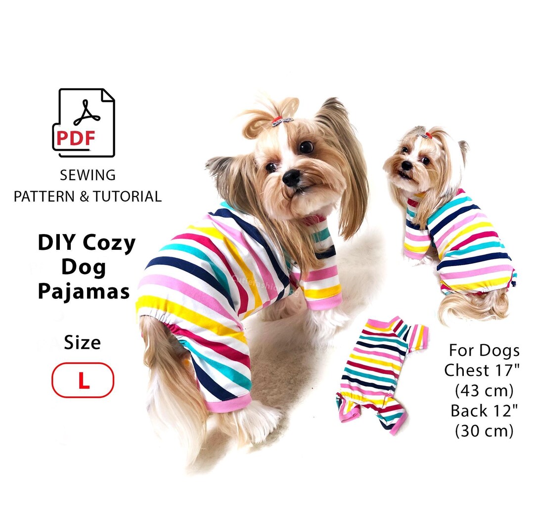 Size L Dog Pajama Sewing Pattern | Back 12