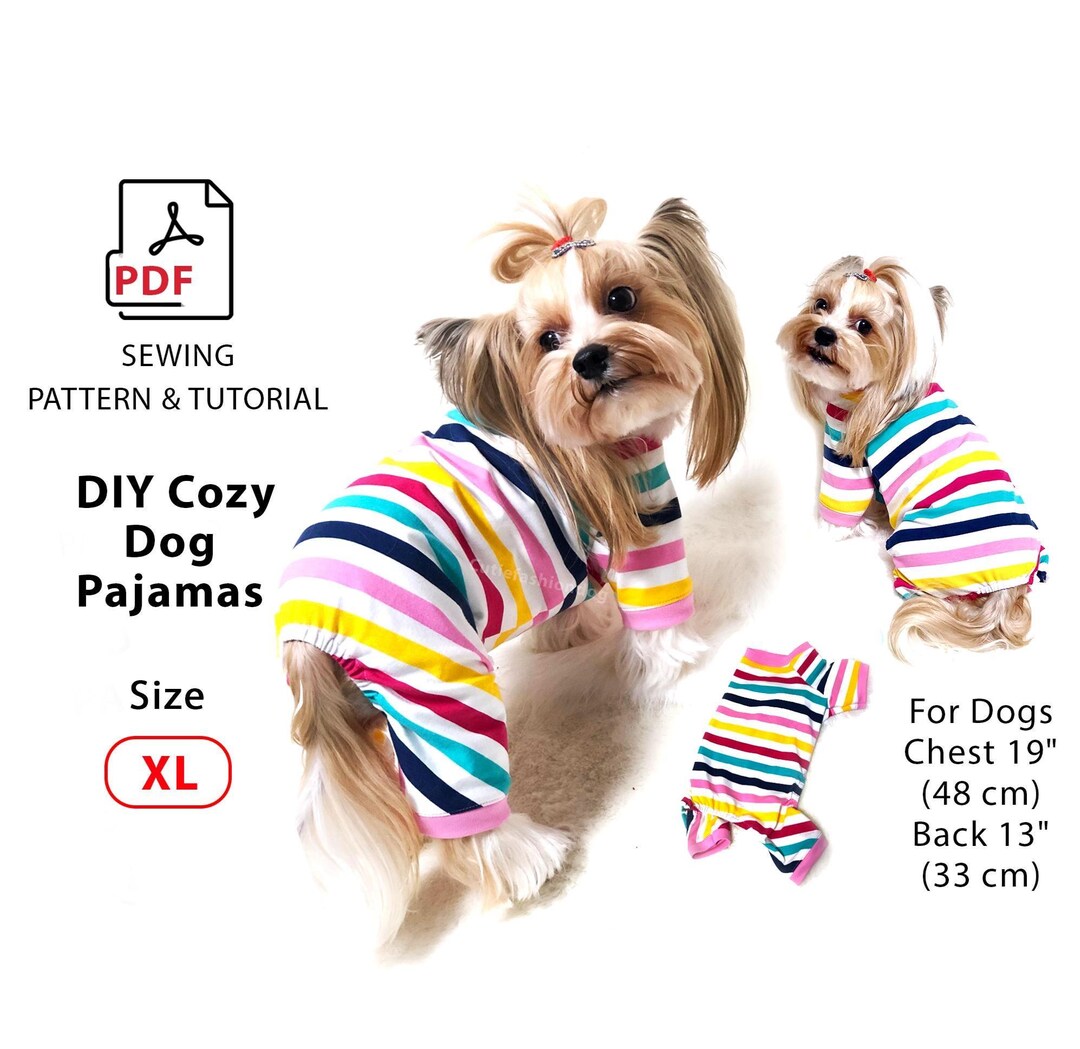 Size XL Dog Pajama Sewing Pattern | Back 13