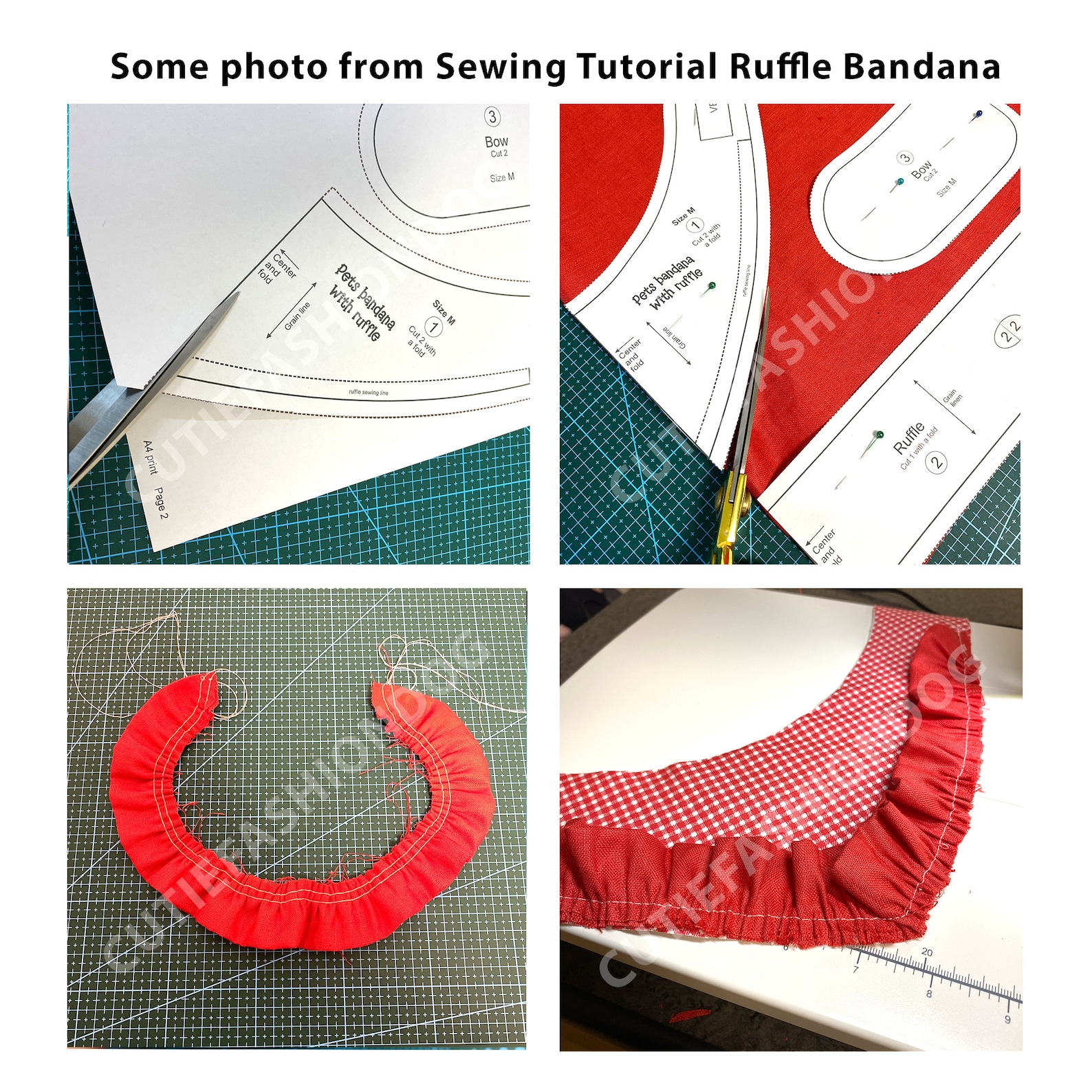 PDF Pattern and DIY Tutorial How to Sew a Dog Girl Bandana With Ruffle ...