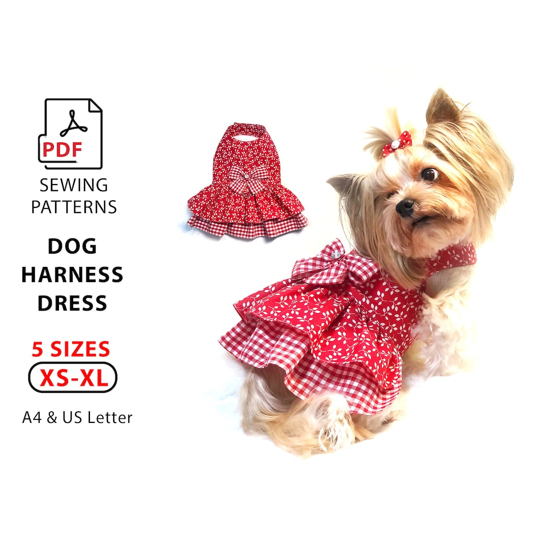 Dog Dress Pdf Pattern Dog Harness Velcro Dress 5 Sizes XS-XL for Dogs ...