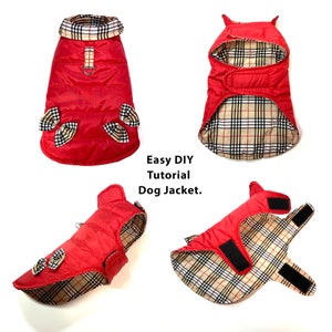 Size XL Dog Diy Coats or Jacket PDF Sewing Pattern for Dog, Step by Step Tutorial, One Piece Dog ...