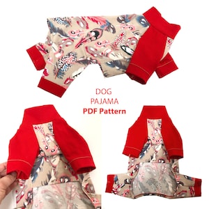 5 Sizes XS-XL Dog Pajamas Pdf Sewing Pattern - Dog Jumpsuit - Dog ...
