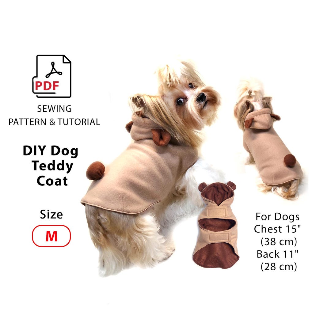 Size M Dog Coat Sewing Pattern, Small Dog Clothes + Steps Tutorial PDF ...