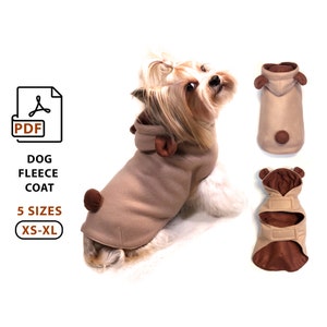 5 Sizes XS to XL Dog Fleece Coat PDF Sewing Patterns and Instructions - Home Print Templates ...