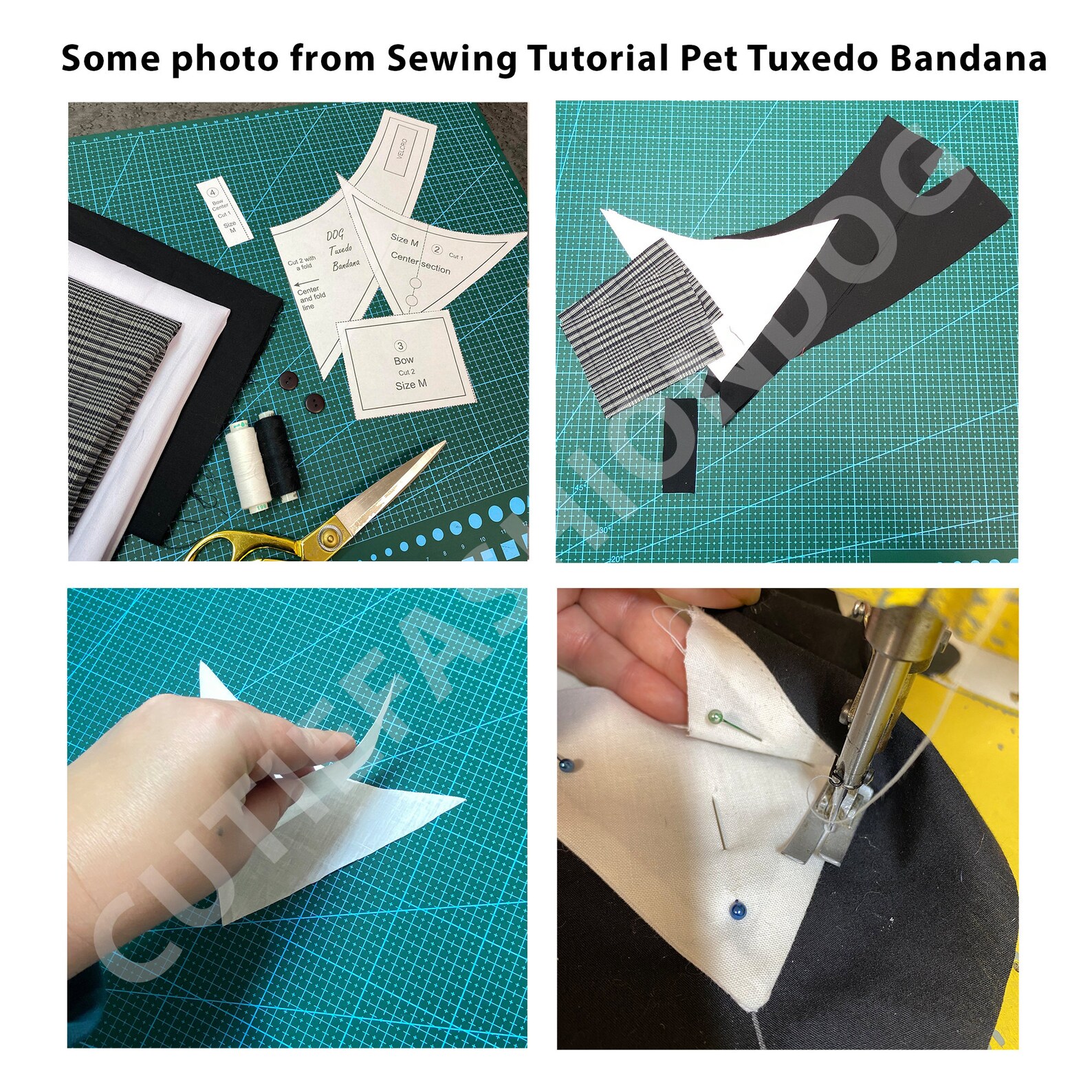 Bundle 5 Sizes Dog Tuxedo Bandana PDF Pattern and DIY Tutorial, for ...