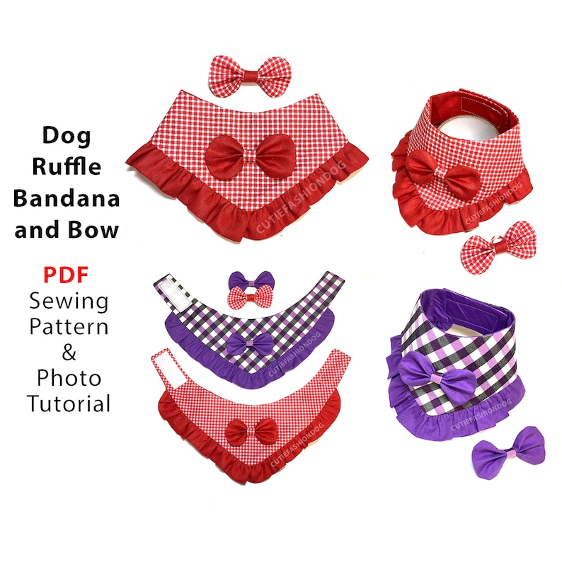 PDF Pattern and DIY Tutorial How to Sew a Dog Girl Bandana With Ruffle ...