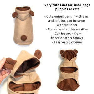 5 Sizes Dog Fleece Jacket PDF Sewing Patterns for Print, Coat for Small ...