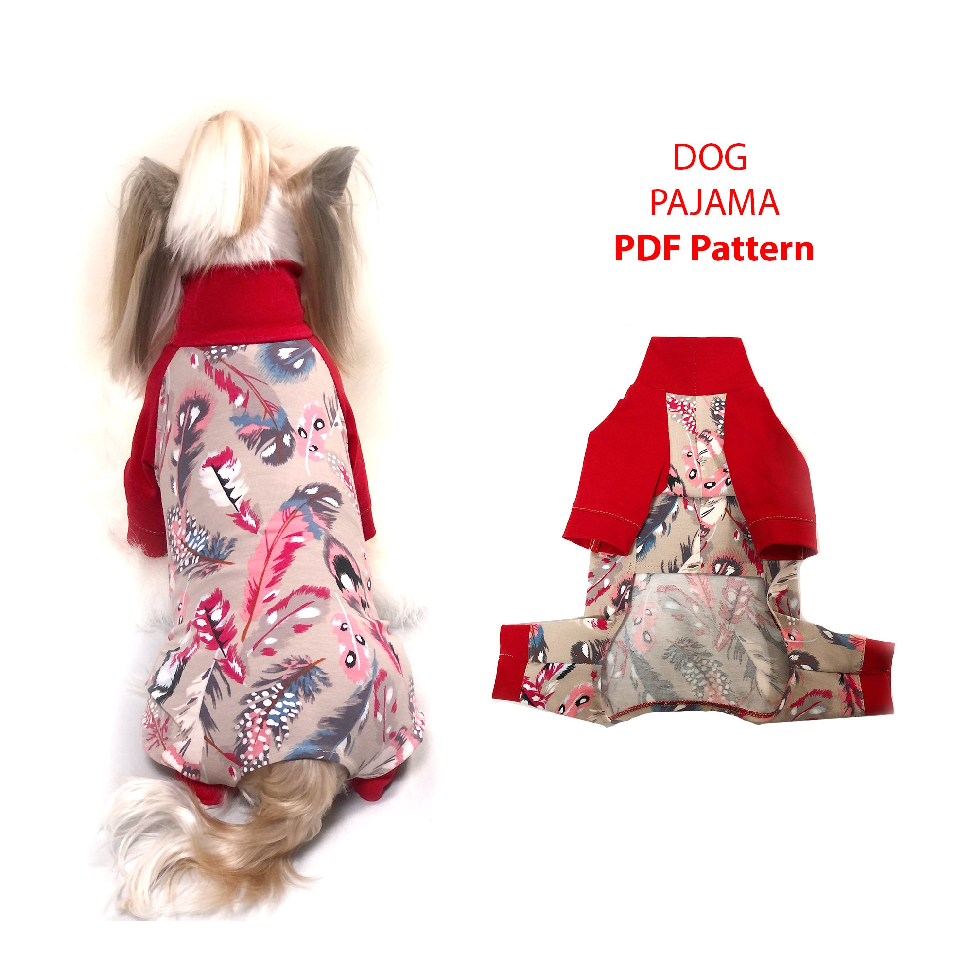 Size L Dog Pajama Sewing Pattern | Back 12