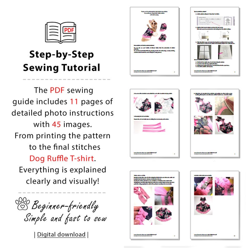 Ruffle Dog T-shirt Sewing Pattern | XS-3XL Sizes (PDF Pattern) - Etsy