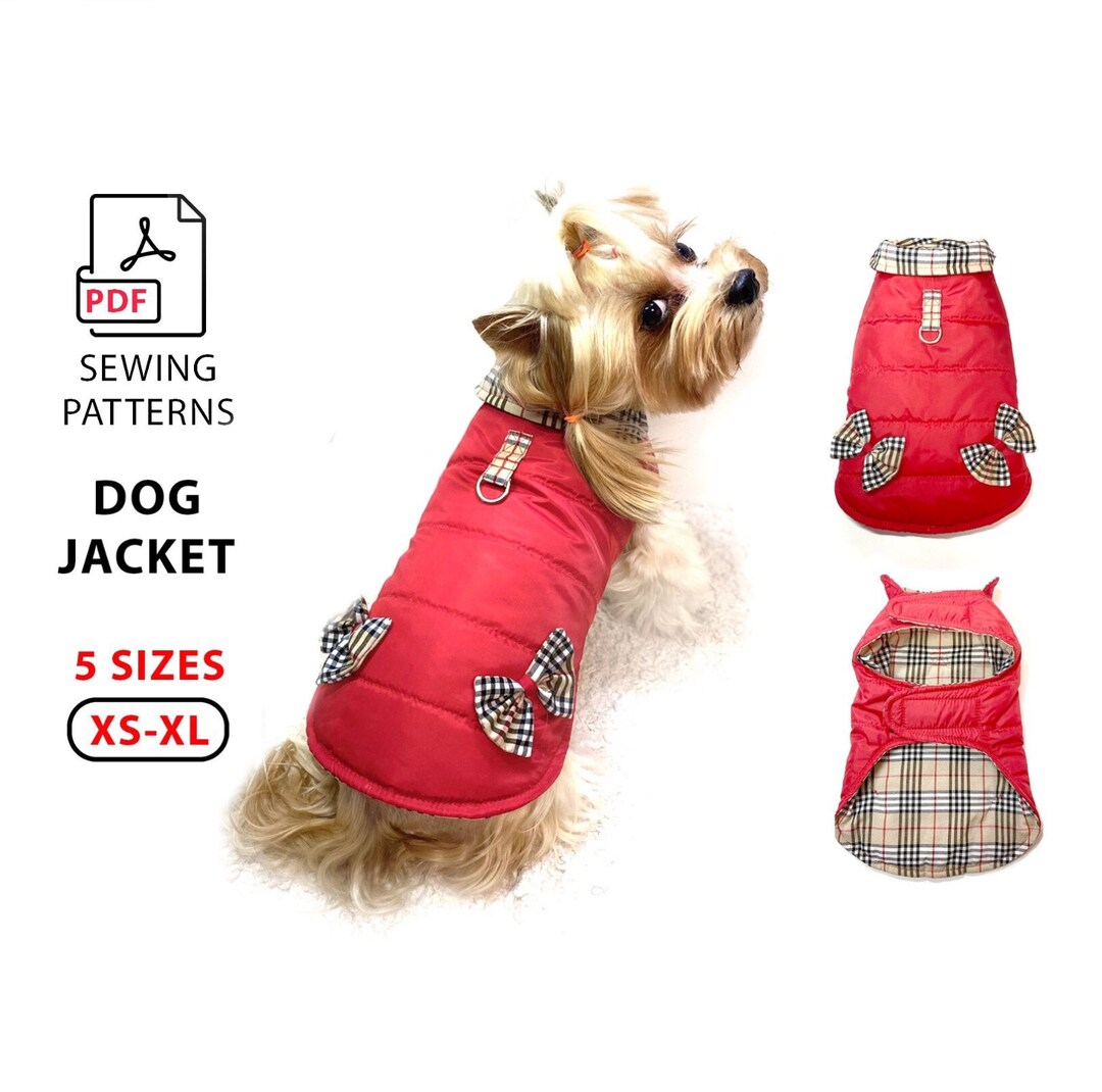 5 Sizes Dog Jacket PDF Sewing Patterns for Print, Coat for Small Dogs ...