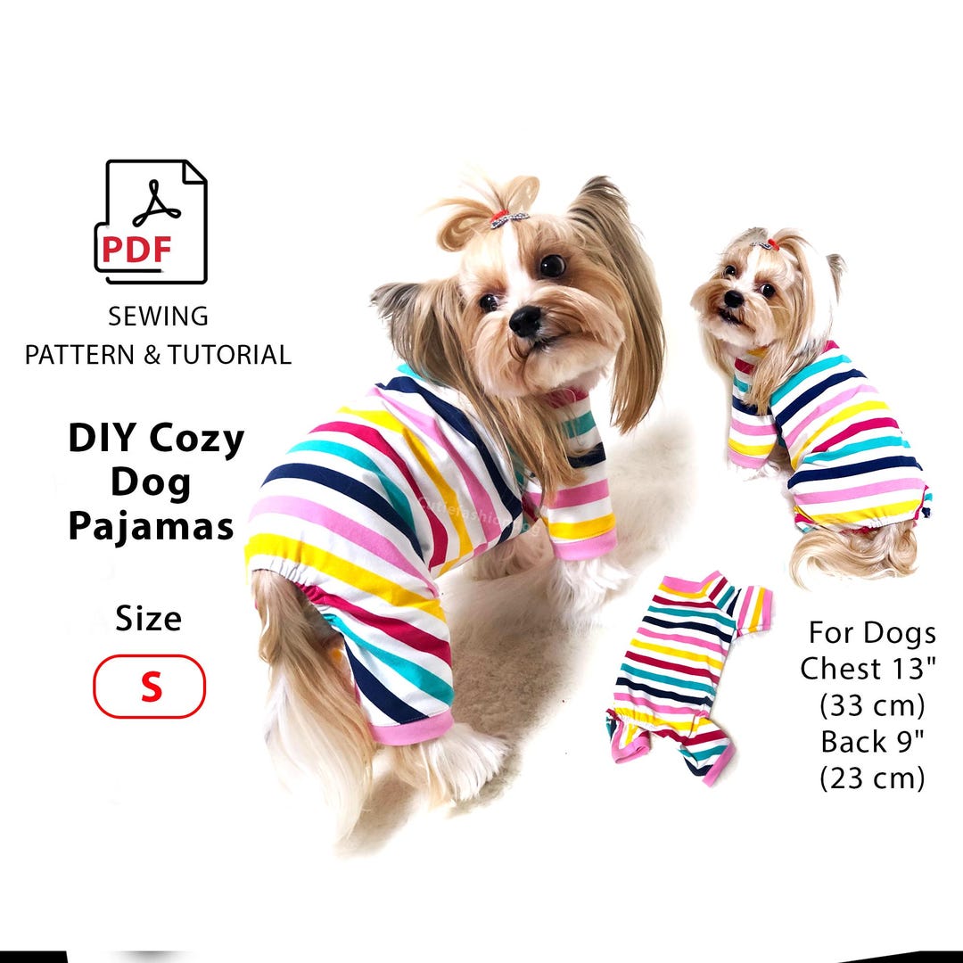 Größe S Hund Pyjama PDF Schnittmuster + Anleitung wie man Schnittmuster ...