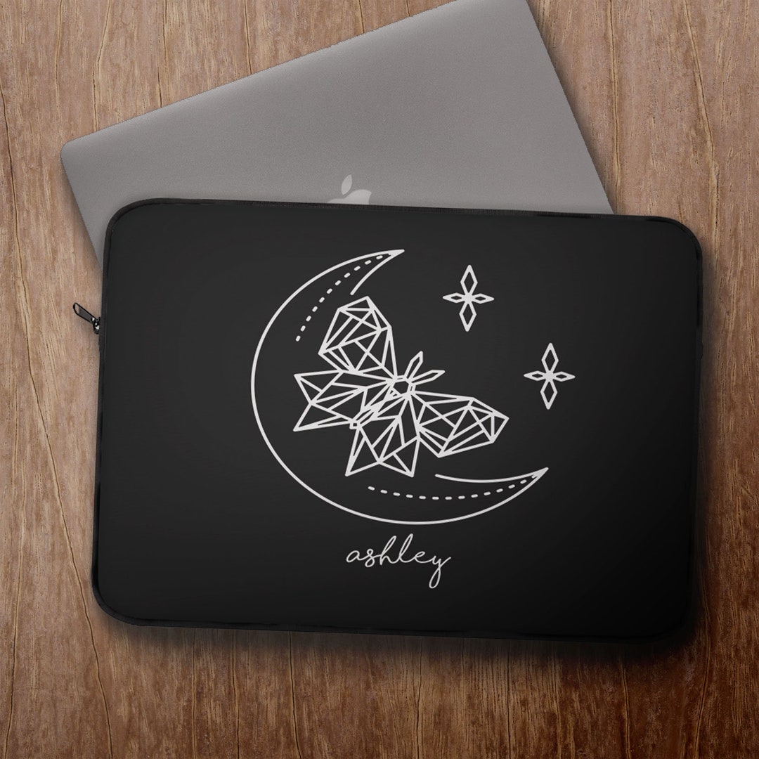 Personalized Geometric Butterfly and Moon Laptop Sleeve for 12, 13, 15 ...