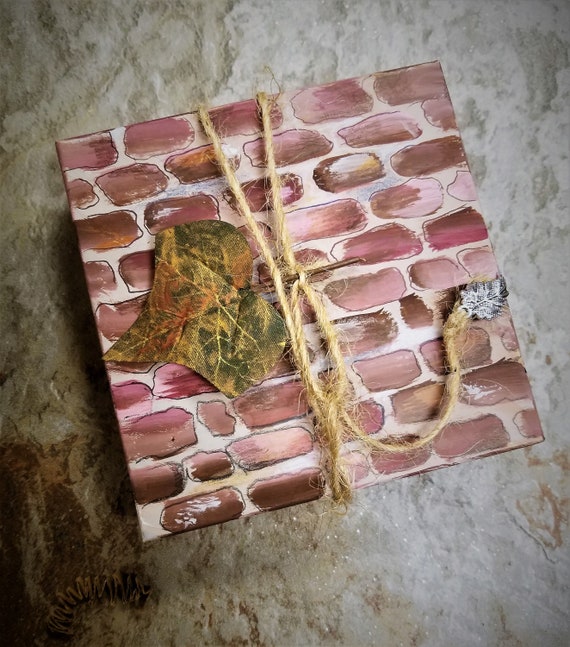Hand Painted Faux Brick Gift Box Artisan CardBoard Boxes | Etsy