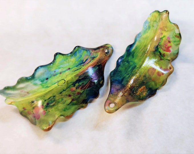 Two Large Dark Curly Acrylic Leaves, Fancy Wilted Flower Petals ...