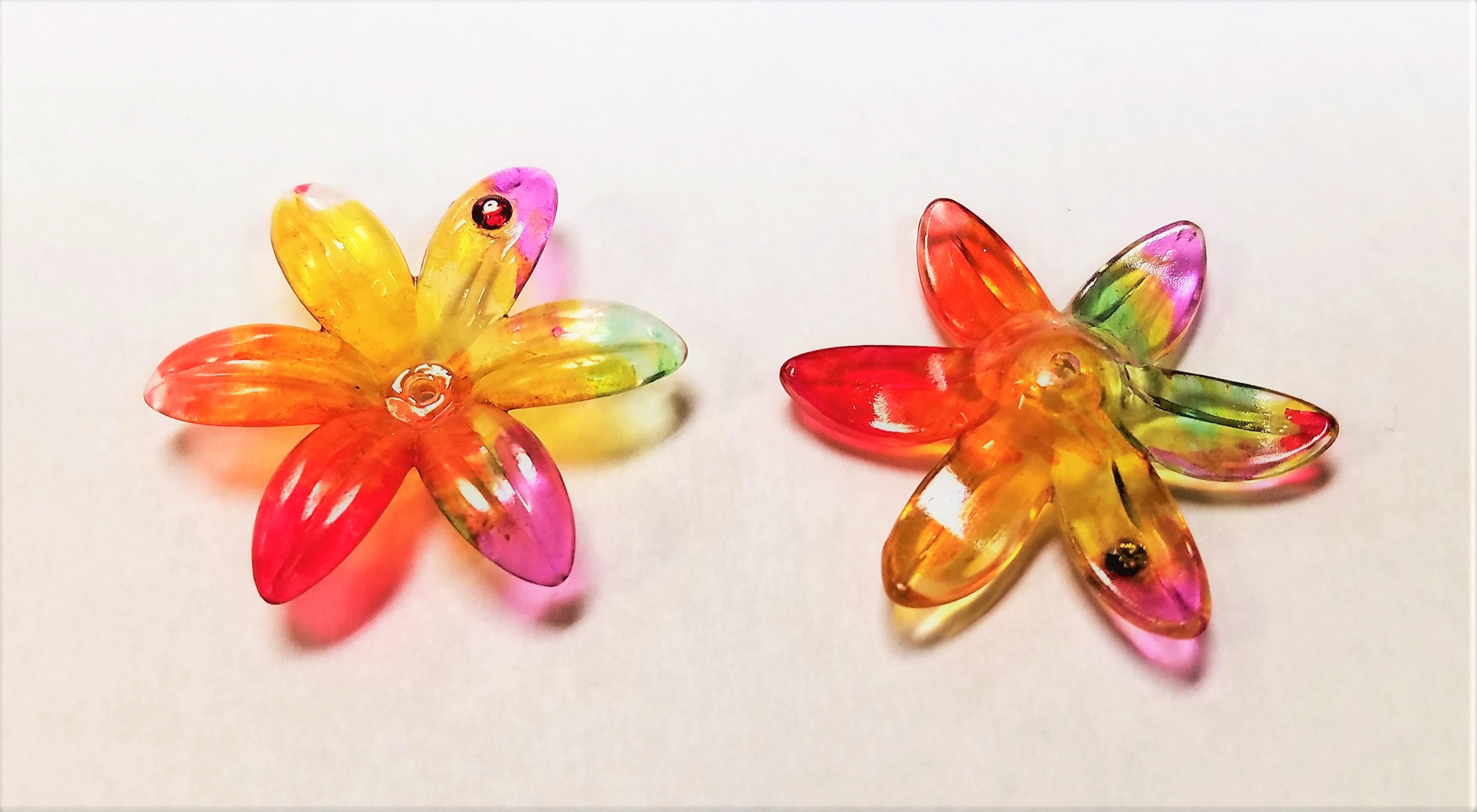 Two Hand Painted Daisy Sepals Floral Painted Beads Hand - Etsy