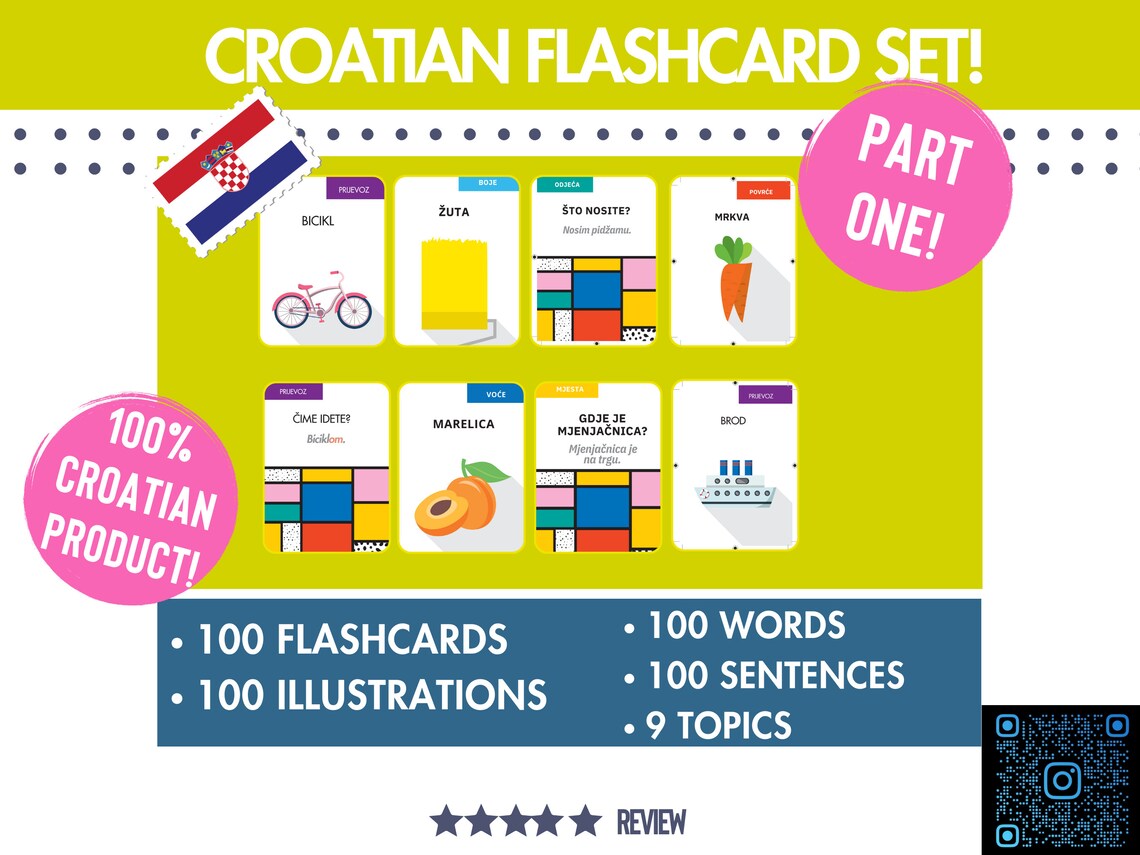 Learn Croatian Easily: Beginner’s Flashcard Set With Illustrated ...