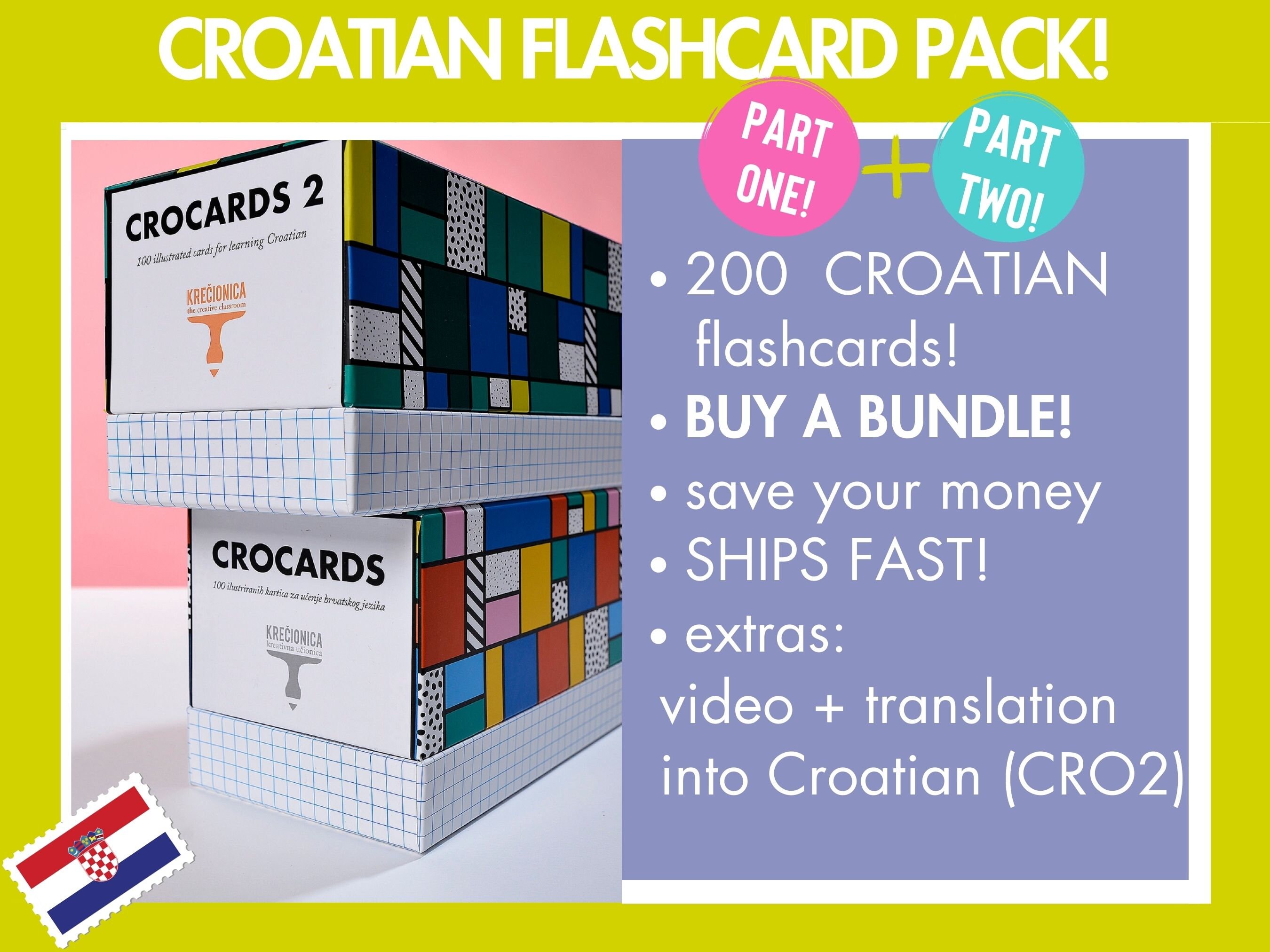 Croatian Language Flashcard Bundle: 200 Vocabulary Cards - Etsy