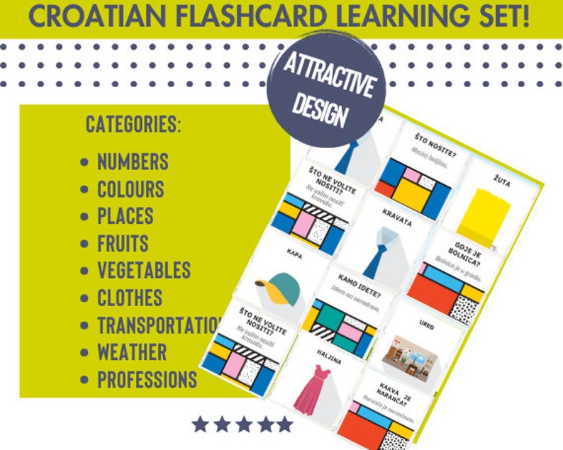 Learn Croatian Easily: Beginner’s Flashcard Set With Illustrated ...