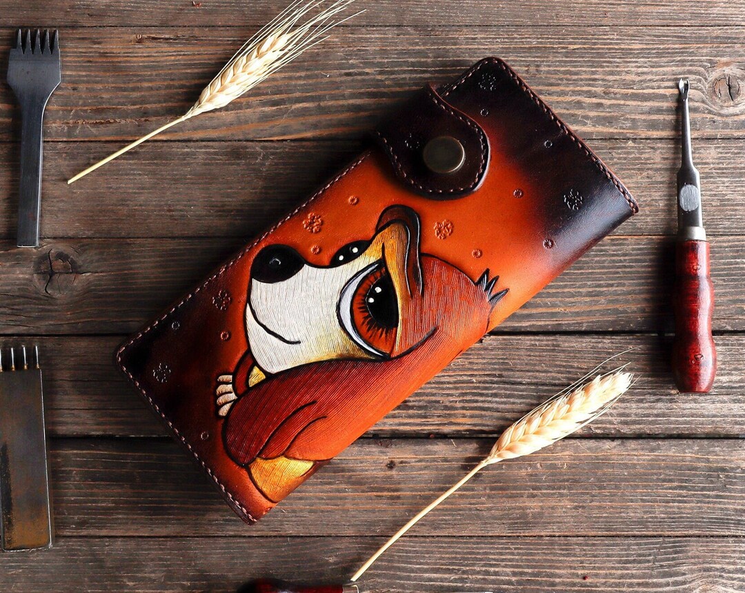 Handtooled Leather Wallet, Dog Photo Wallet, Dog Loss Gift, Dog Themed ...