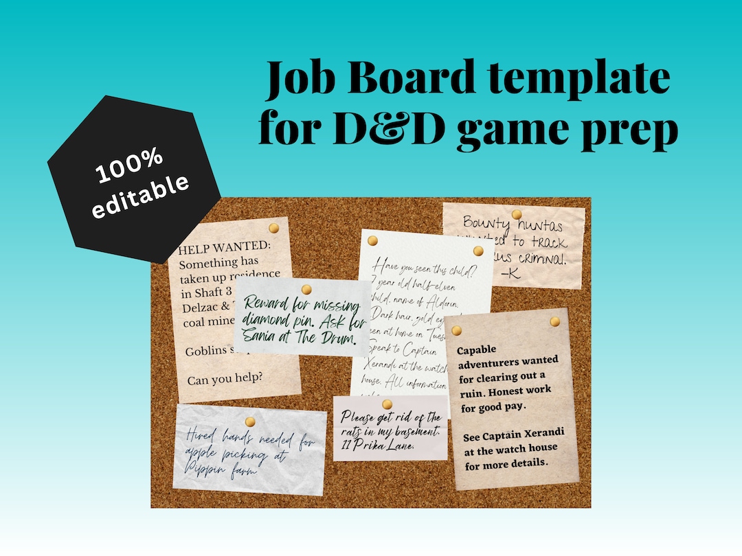 Job Board D&D Player Handout Template | 100% Customisable DM Resource ...