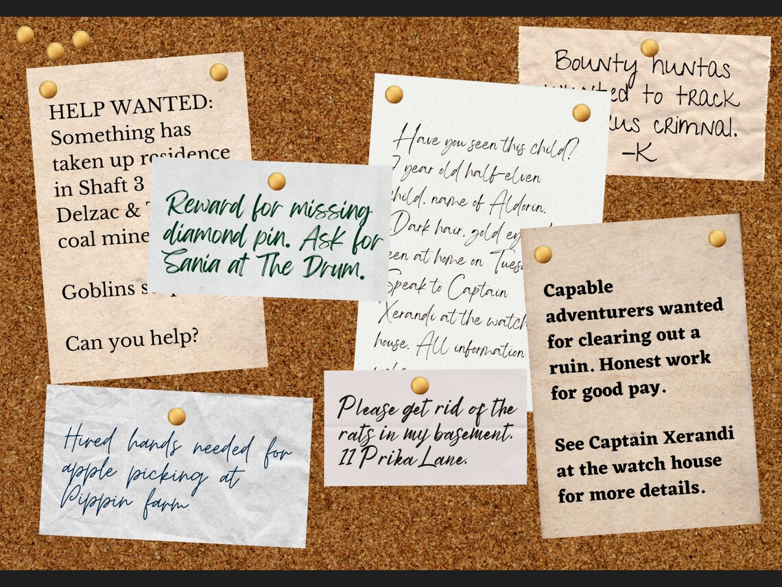 Job Board D&D Player Handout Template 100% Customisable DM - Etsy