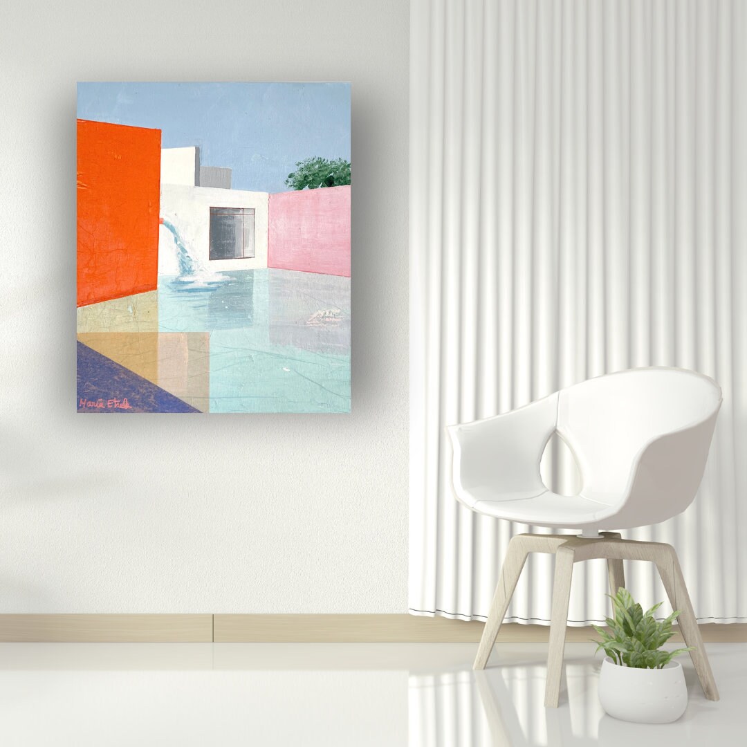 Original Cubist Acrylic Painting on Canvas, Mexican Architect Luis ...