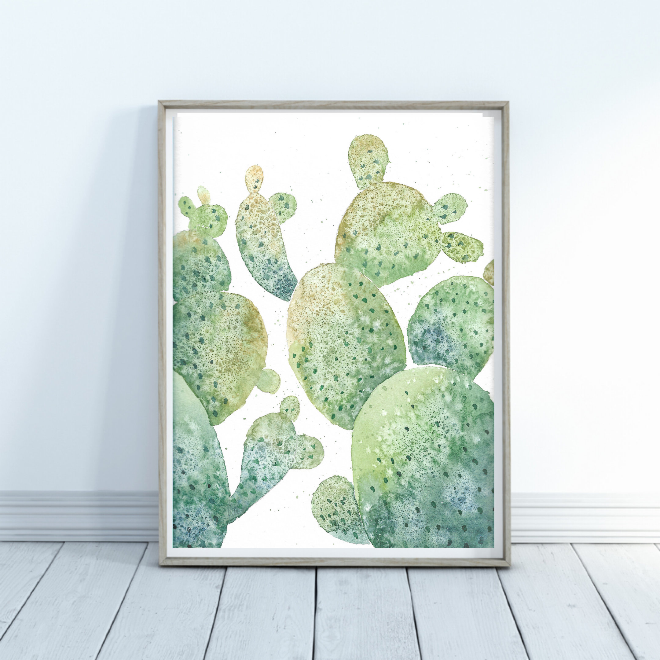 Cactus Set of 4 Watercolour Prints, Botanical Wall Art, Green ...