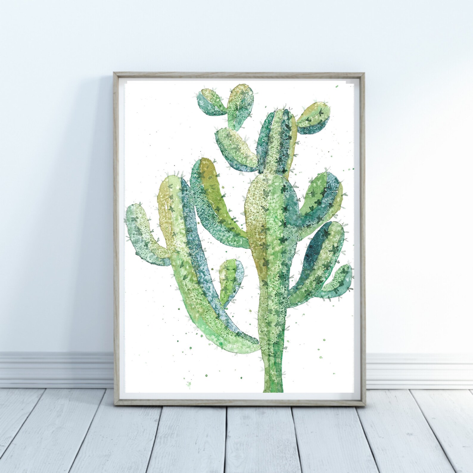 Cactus Set of 4 Watercolour Prints, Botanical Wall Art, Green ...