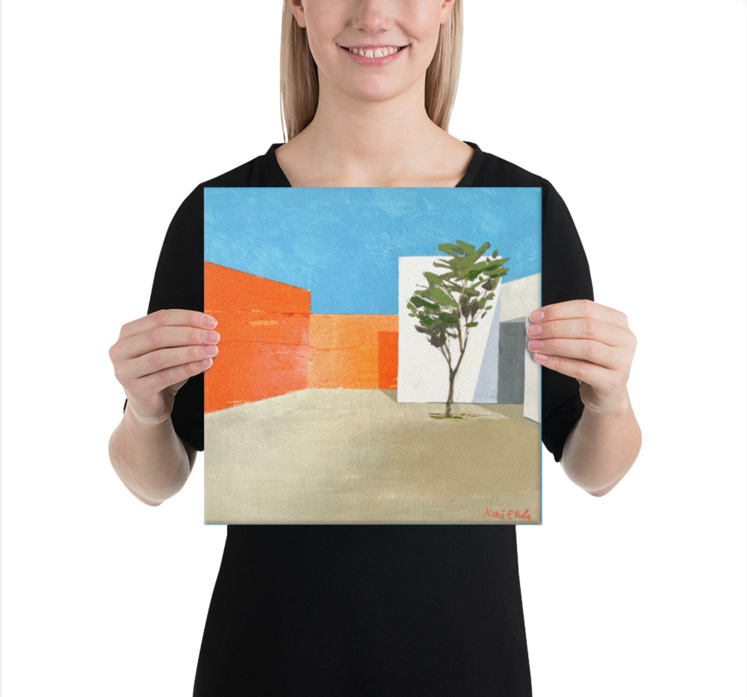 Contemporary Colour Block Cubist Art, Mexico Canvas Print, Mexican ...