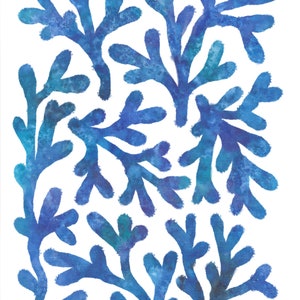Abstract Blue Coral Print, Ocean Wall Art, Abstract Painting, Modern ...