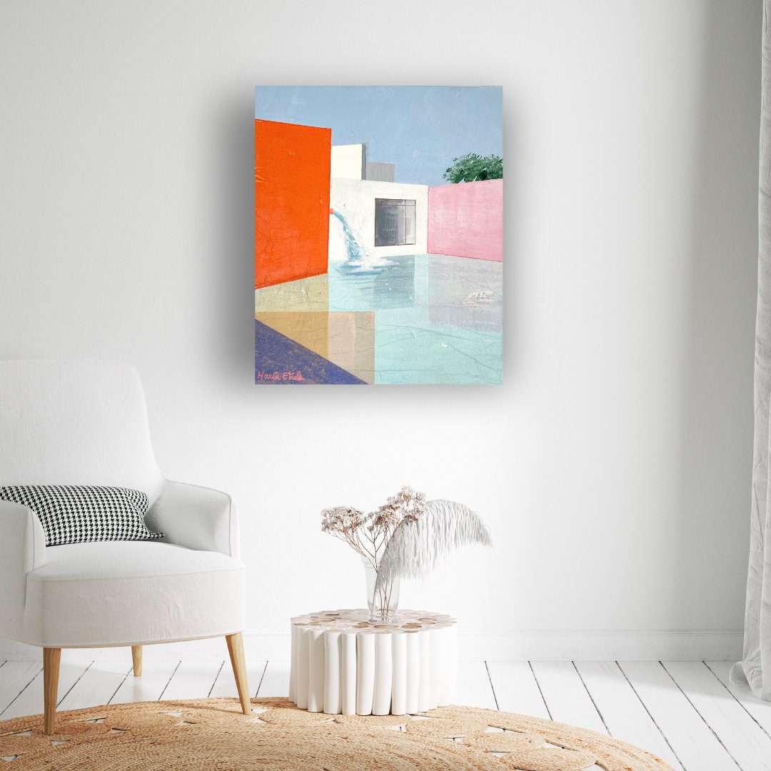 Original Cubist Acrylic Painting on Canvas, Mexican Architect Luis ...