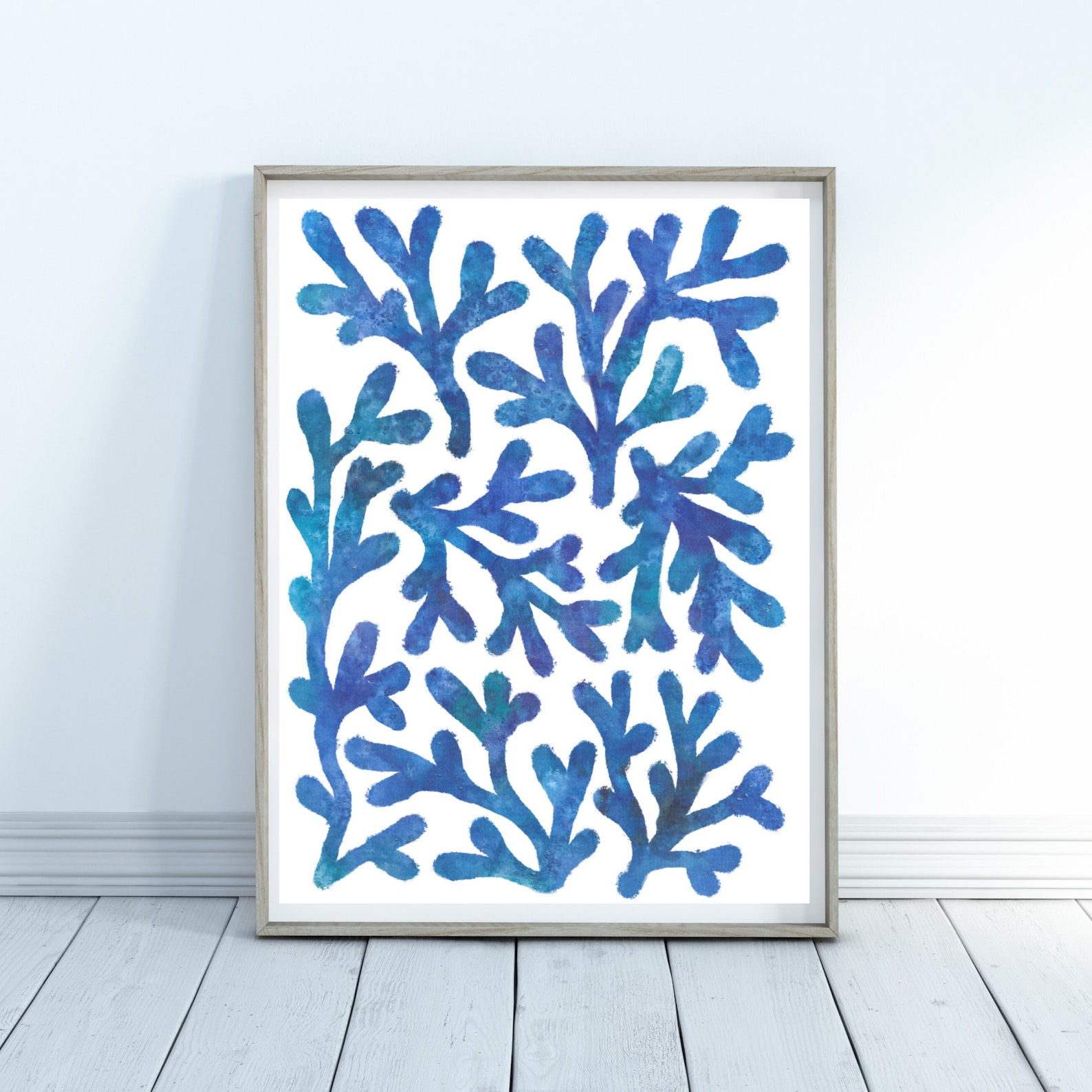 Abstract Blue Coral Print, Ocean Wall Art, Abstract Painting, Modern ...