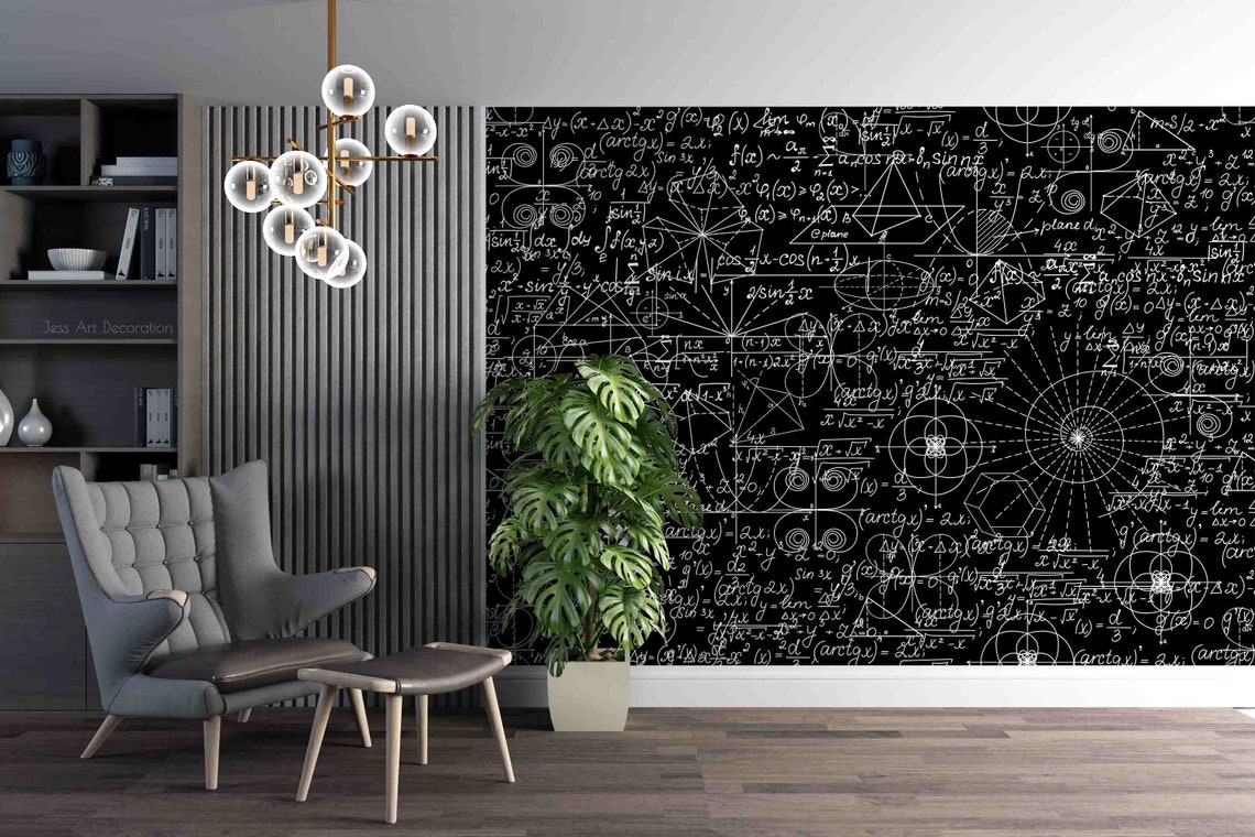 Mathematic Formula Wallpaper Mural, Blackboard Wall Art, Peel and Stick ...