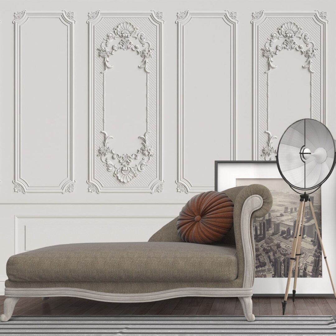 3D Molding Wallpaper, Interior Wall With Cornice Wall Mural, Embossed ...