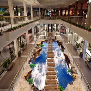 3D Boardwalk Clouds Marble, Vinyl Floor Mural, Self-adhesive Vinyl ...