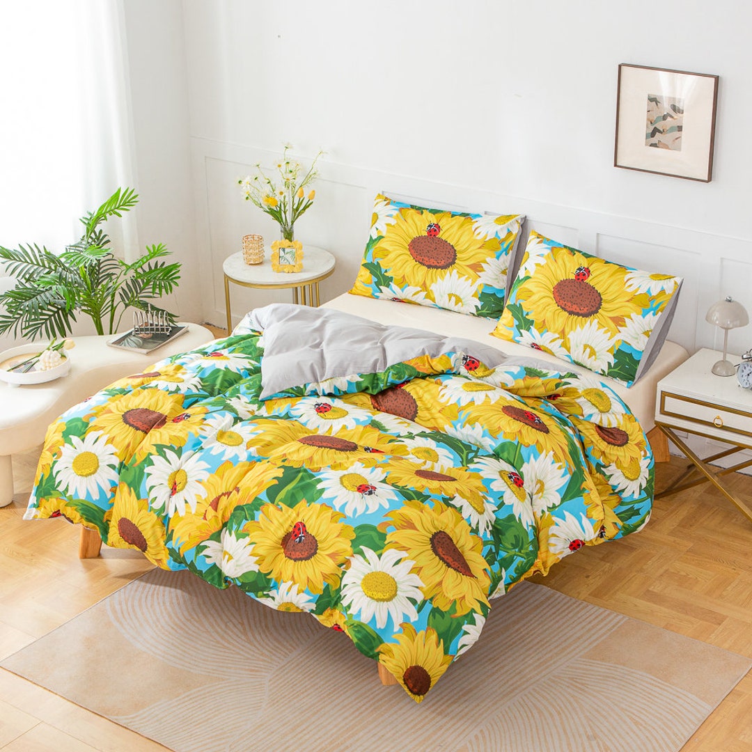 3D Floral Duvet Covers Set, Ladybird Quilt Cover, Daisy Bedding Set ...