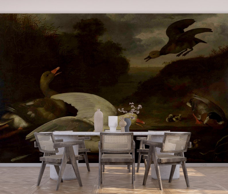 3D Swan Lake Wallpaper Mural, Peel and Stick Removable Wall Decal - Etsy