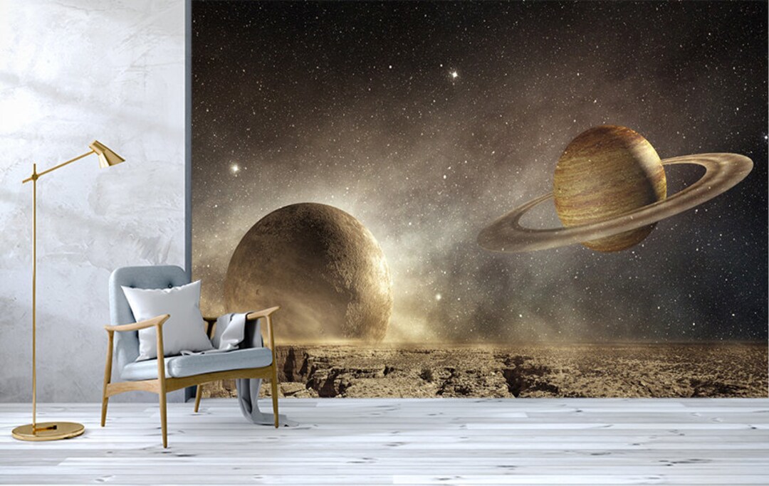 3D Planet Wallpaper, Universe Wall Mural, Space Wall Decor, Old Wall ...