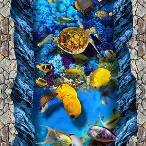 3D Undersea World Coral Fish, Vinyl Floor Mural, Self-adhesive Vinyl ...