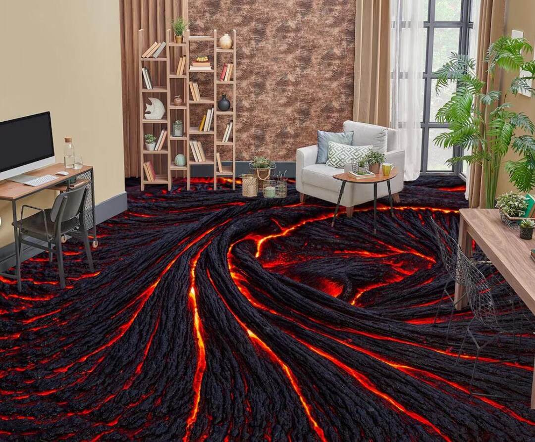 3D Volcano Lava Pattern, Vinyl Floor Mural, Self-adhesive Vinyl, Floor ...