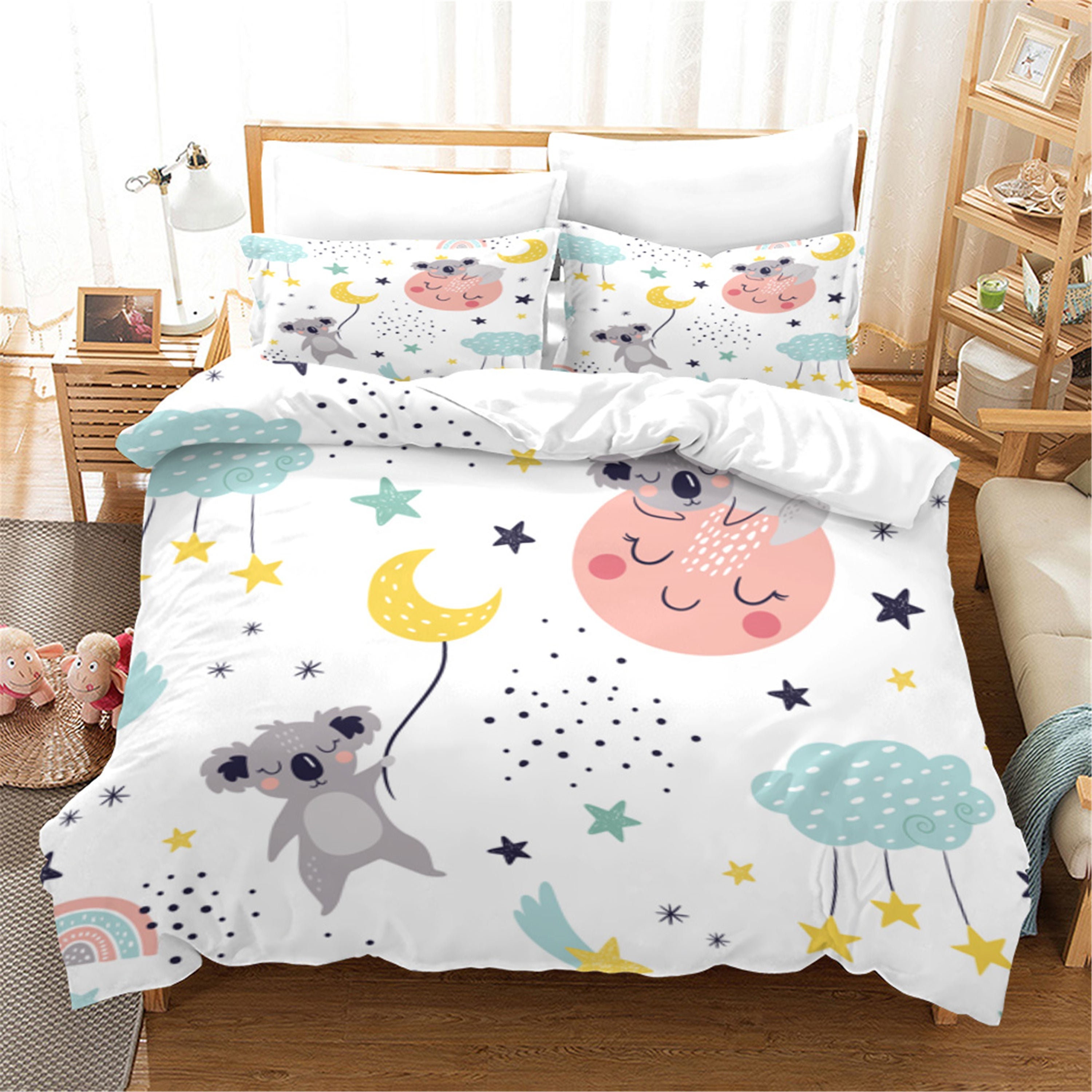 3D Koala Duvet Covers Set Cartoon Quilt Cover Sky Bedding Set Moon Doona Cover Sun Twin Bedding Kids Bedding Set Pillowcases Etsy UK